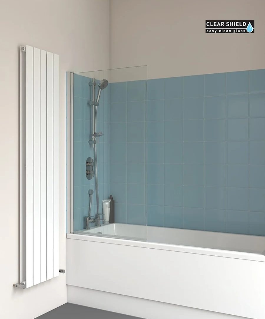Lunar SB2 Square Edge Bath Screen 800x1400mm - Chrome - Get My Taps