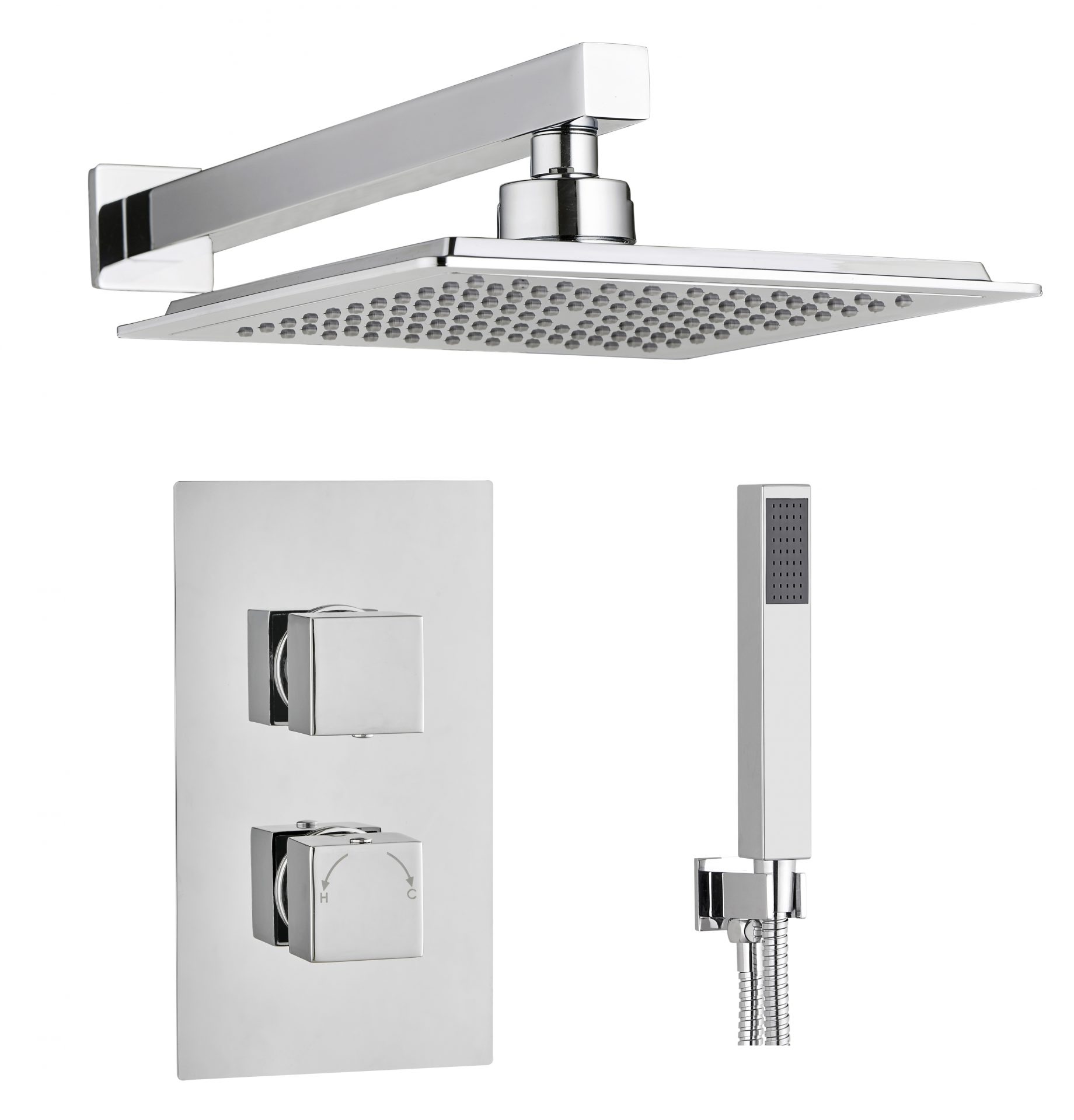 Tailored Bathrooms Square Wall Concealed Shower Kit - Chrome - Get My Taps
