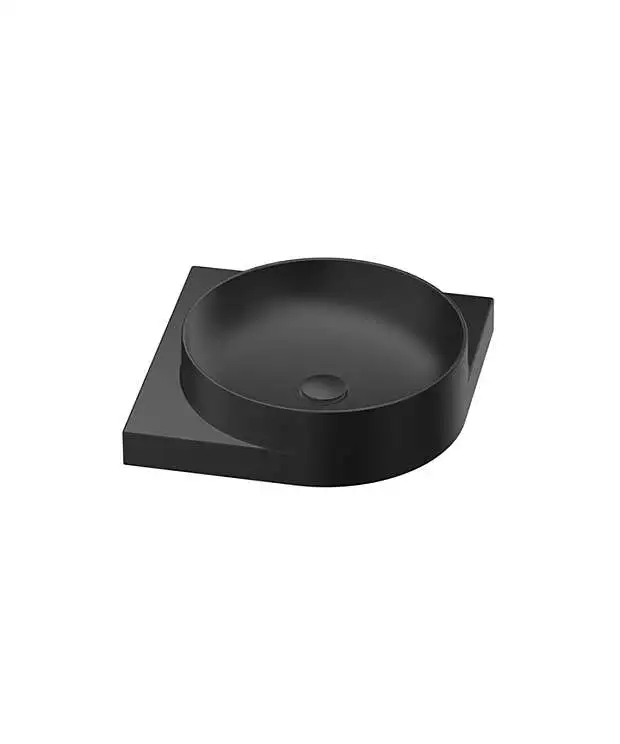 Davoli 450mm Wall Hung Basin & Supportive Arms - Matt Black - Get My Taps