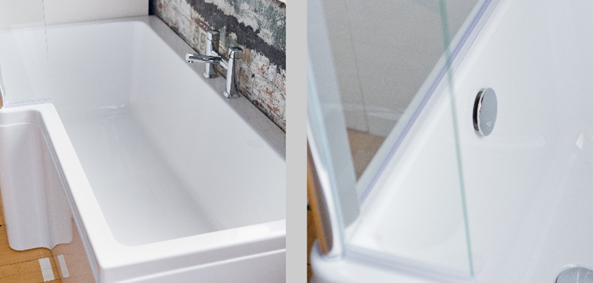 Carron Quantum Square Acrylic Shower Bath RH 1500x700-850mm - Get My Taps