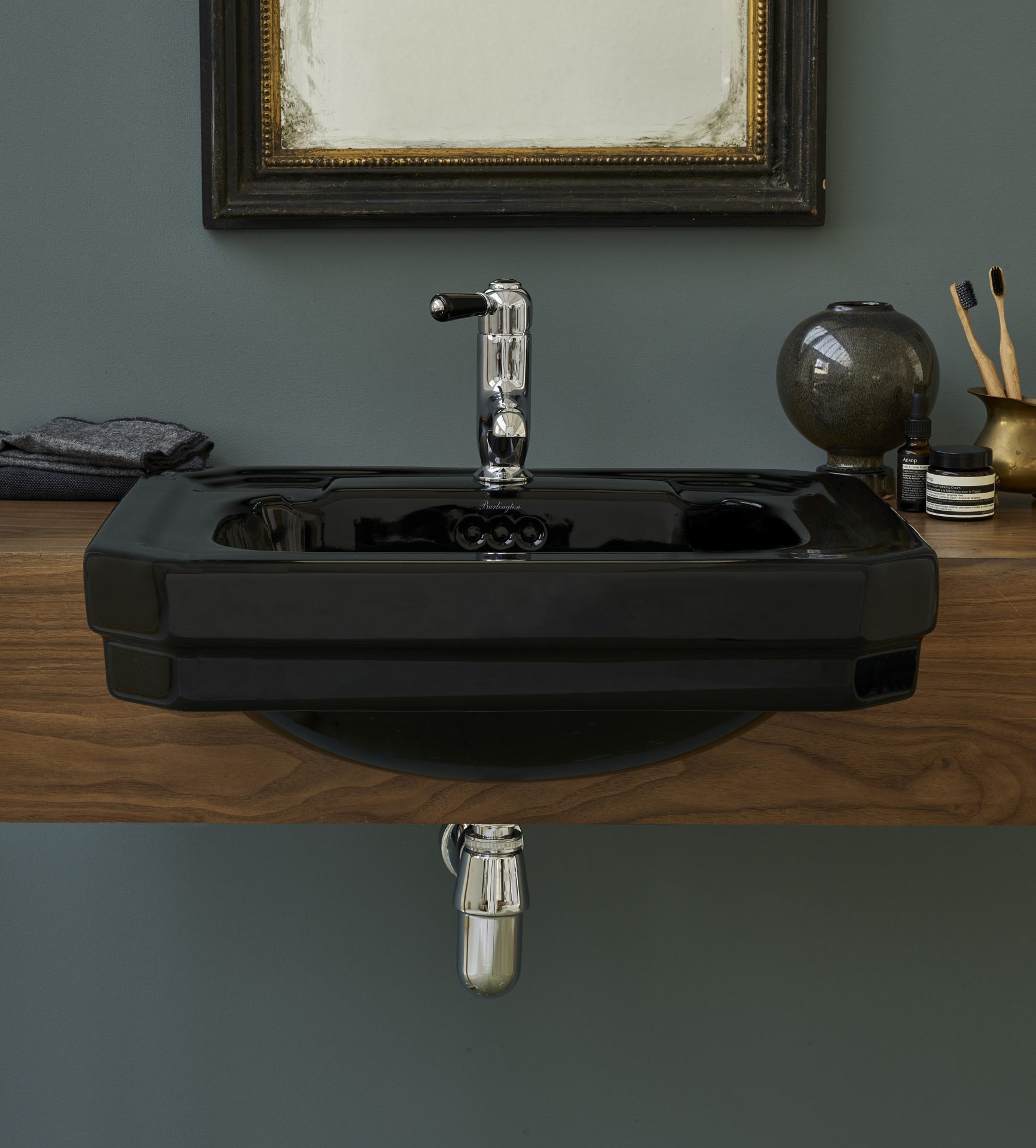 Burlington Bespoke Semi Recessed Basin - Jet Black - Get My Taps
