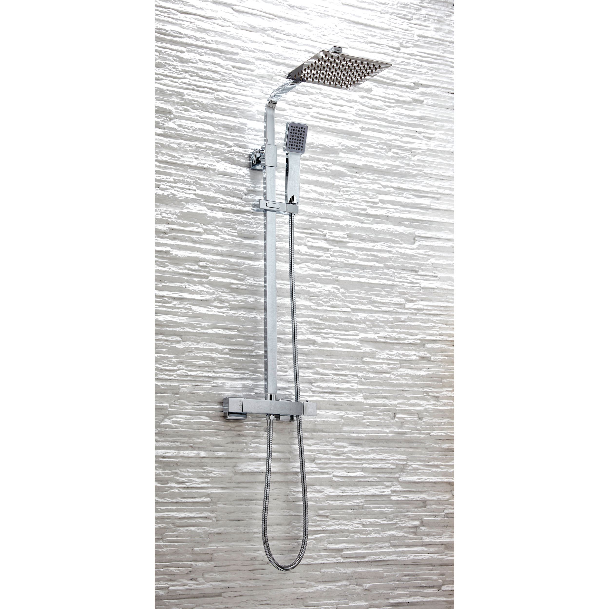Elliot Square Rigid Riser Shower - Chrome - Get My Taps