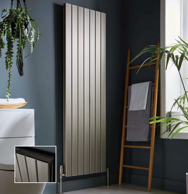 Victoria Designer Vertical Double Aluminium Radiator - Brushed Inox ...