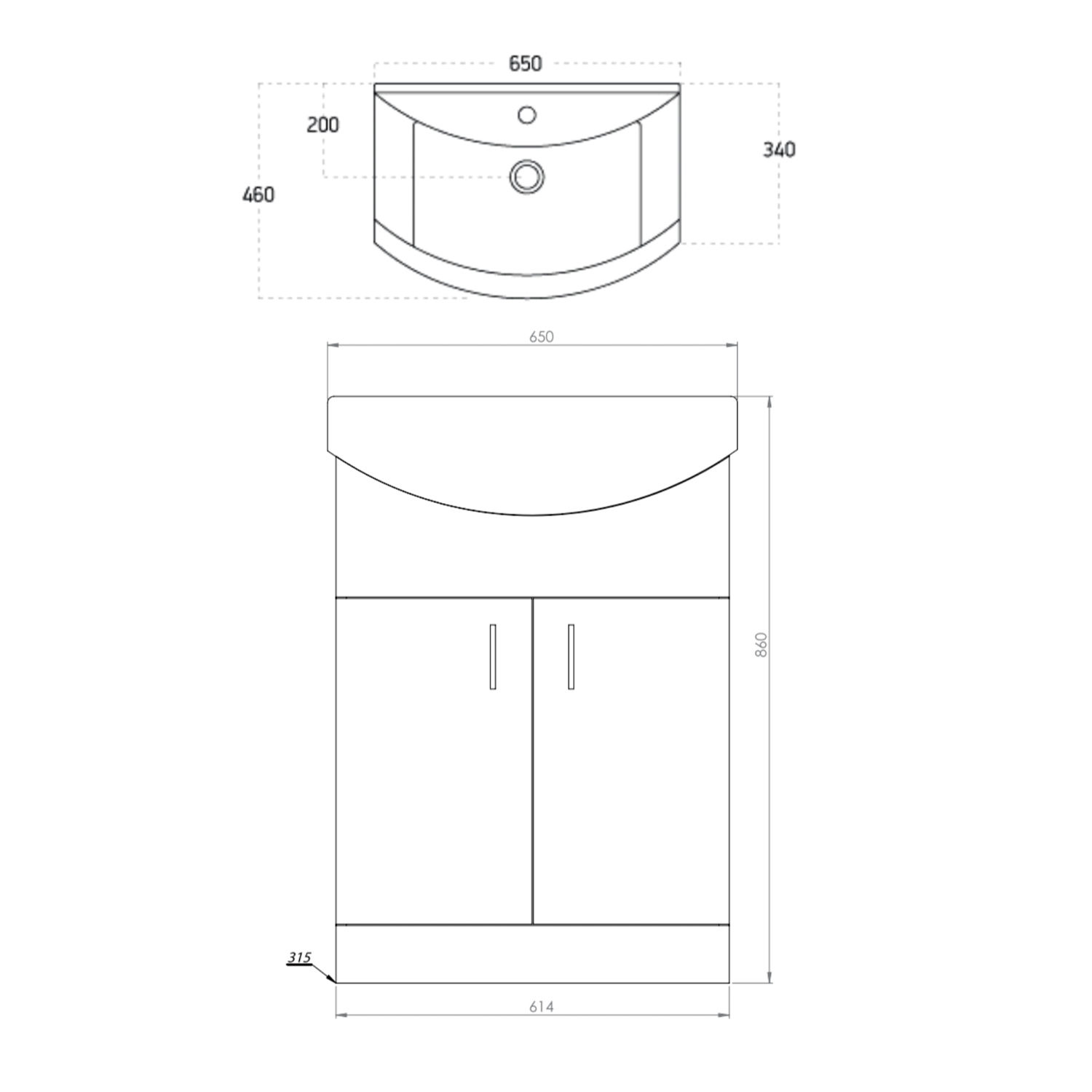 Lanza 650 Floorstanding Vanity Unit & Basin - Polar White - Get My Taps