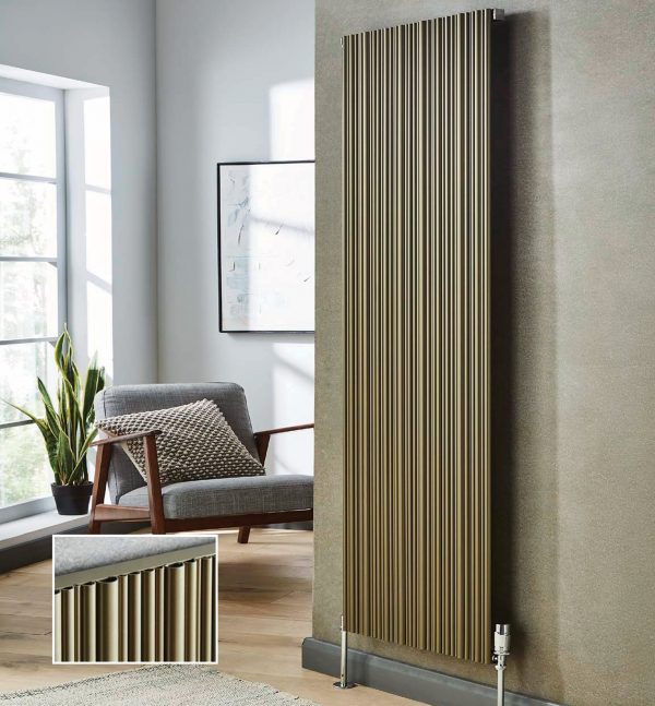 Quebec Designer Vertical Double Aluminium Radiator - Matt Bronze - Get ...