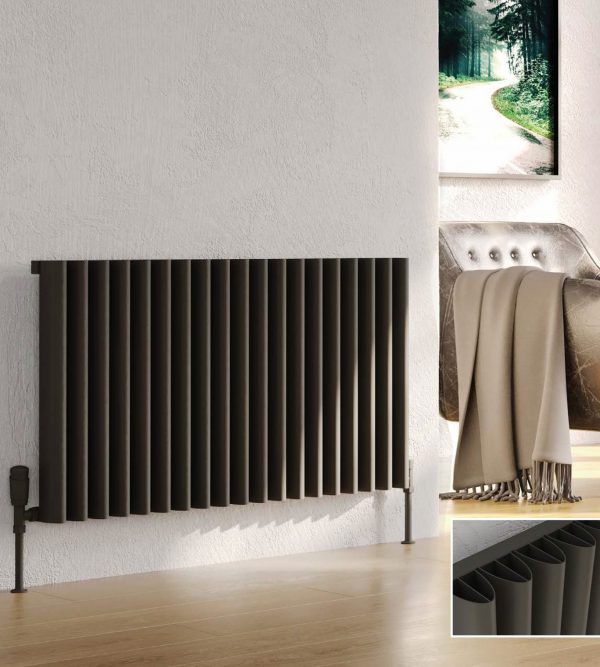 Toronto Designer Horizontal Aluminium Radiator - Textured Grey - Get My ...