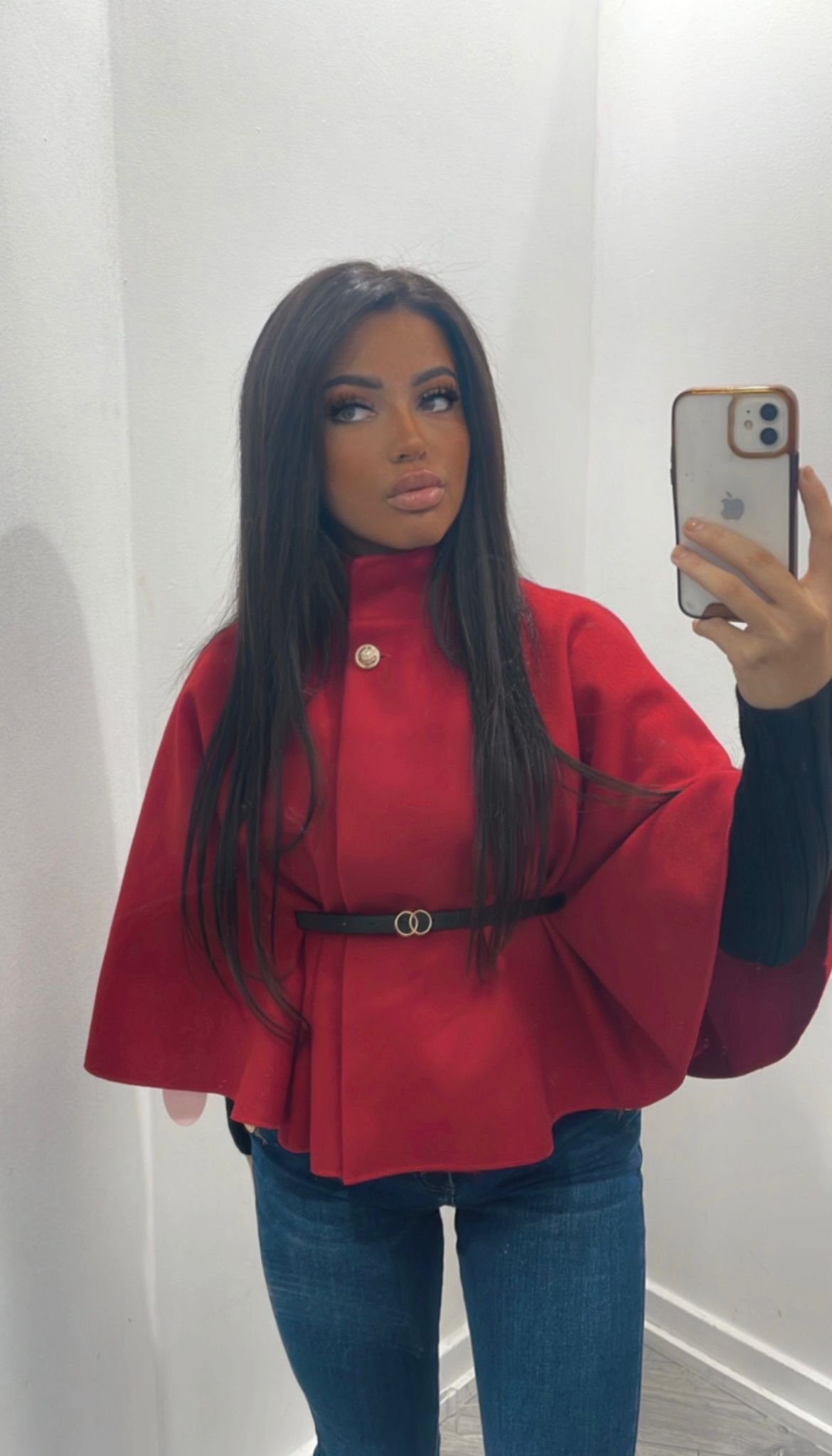 Chloe Cape Coat Red – Collections London