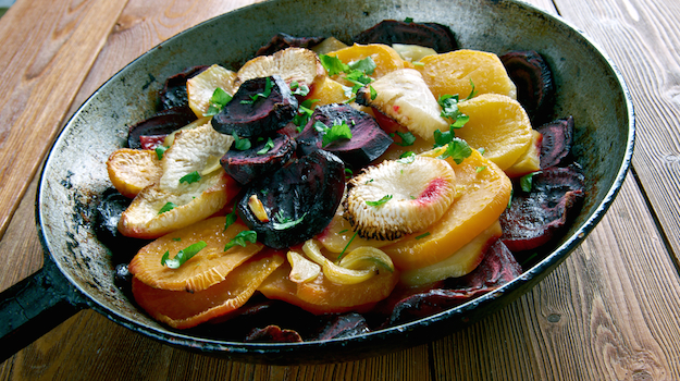 Vegan Beet and Turnip Gratin with Thyme and Extra Pepper