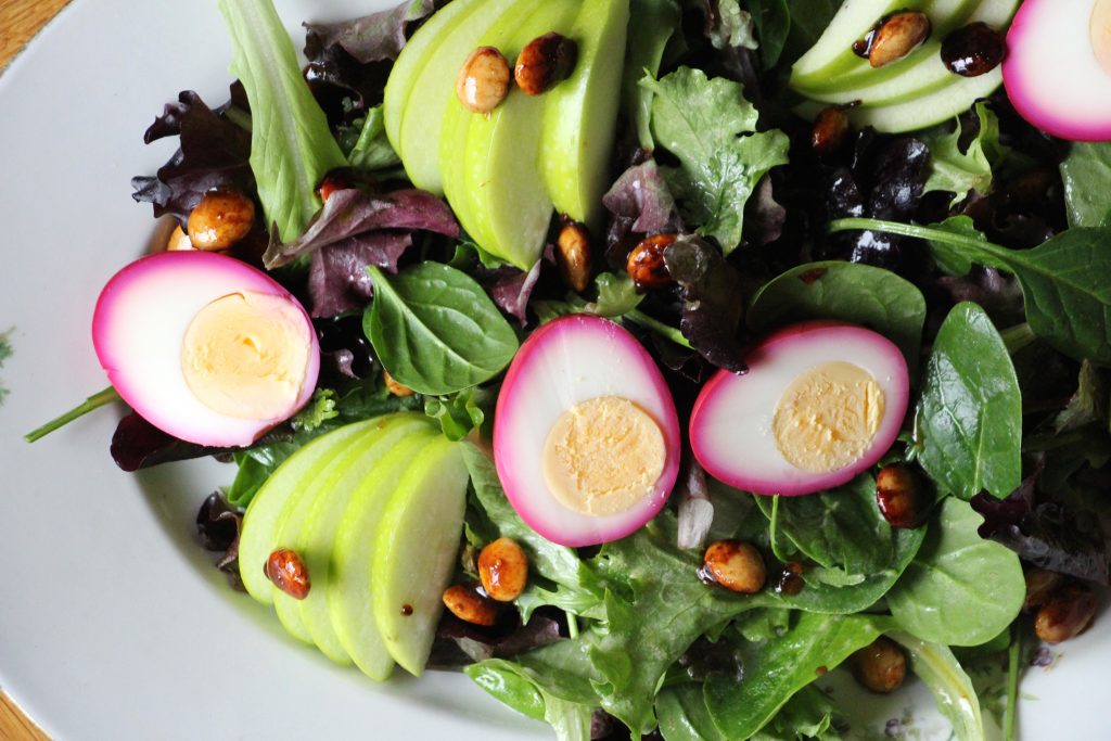 Superfood Salad With Beet-Pickled Eggs and Candied Sacha Inchi Nuts