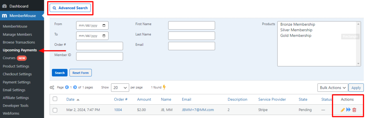 Using the Upcoming Payments Module | MemberMouse