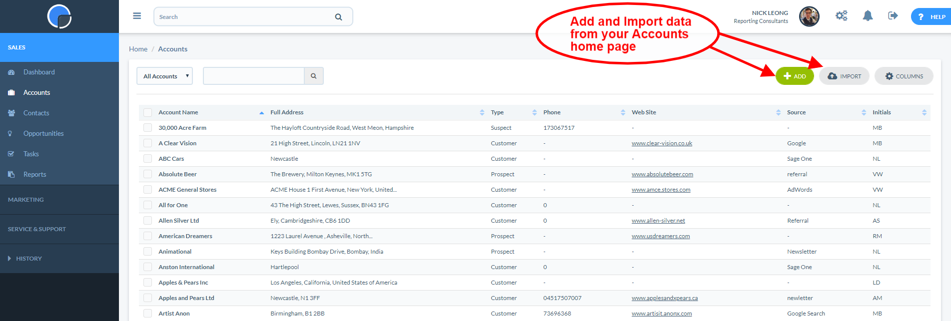 2. Add accounts form accounts page - Spotler CRM Support