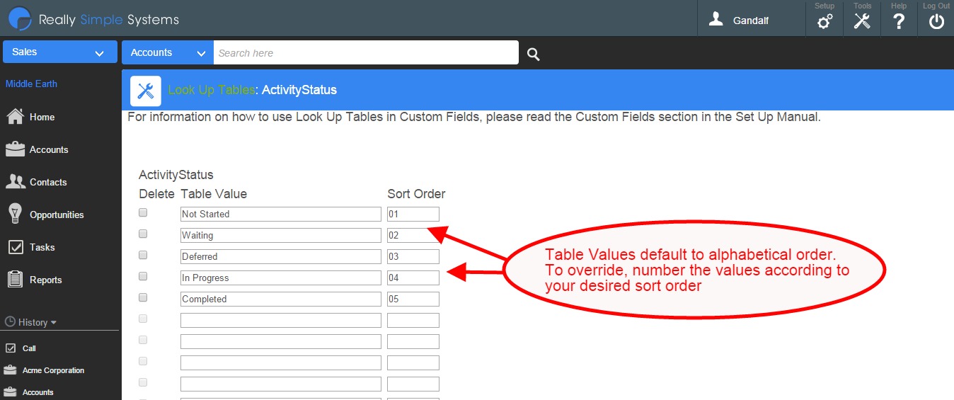 Table Sort Order - Spotler CRM Support