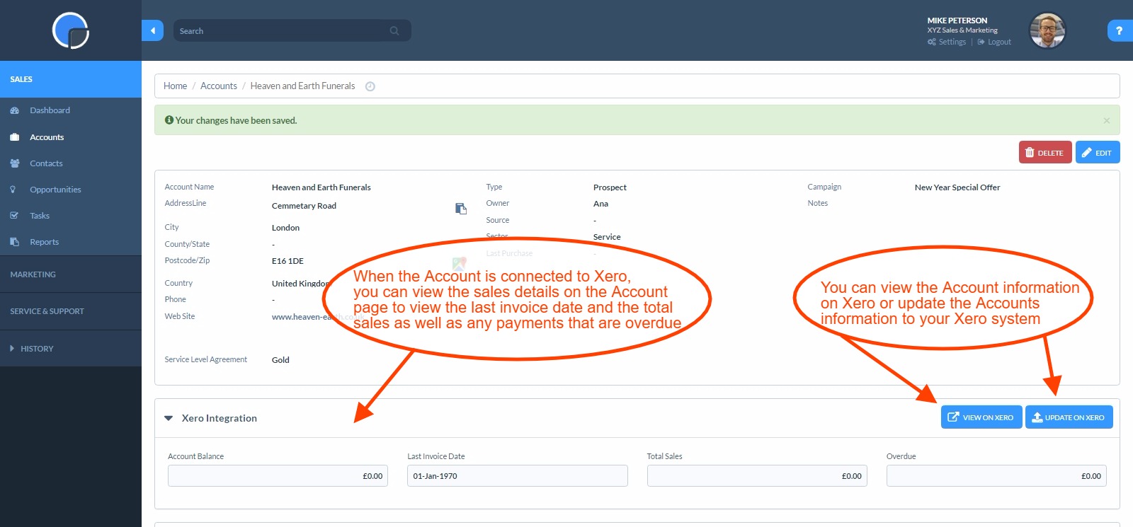Xero integration payment view - Spotler CRM Support