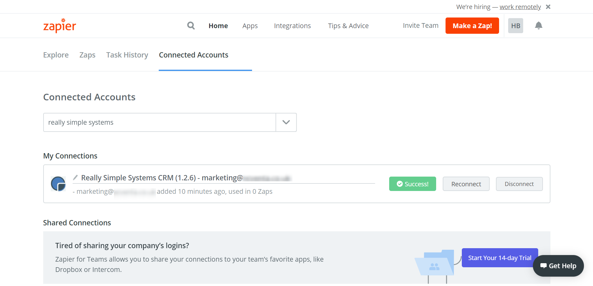 Zapier Integration with Really Simple Systems CRM