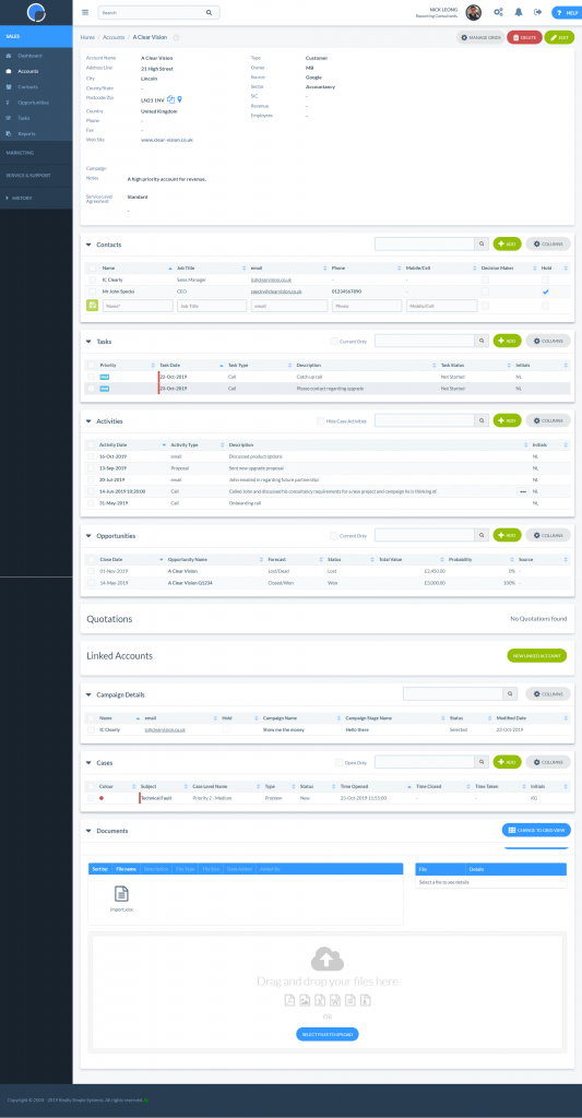 Custom Pages | Really Simple Systems CRM Customisation