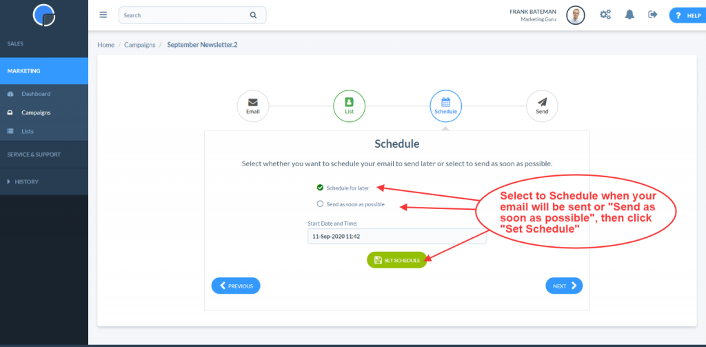 Schedule and Send Emails | SpotlerCRM Marketing