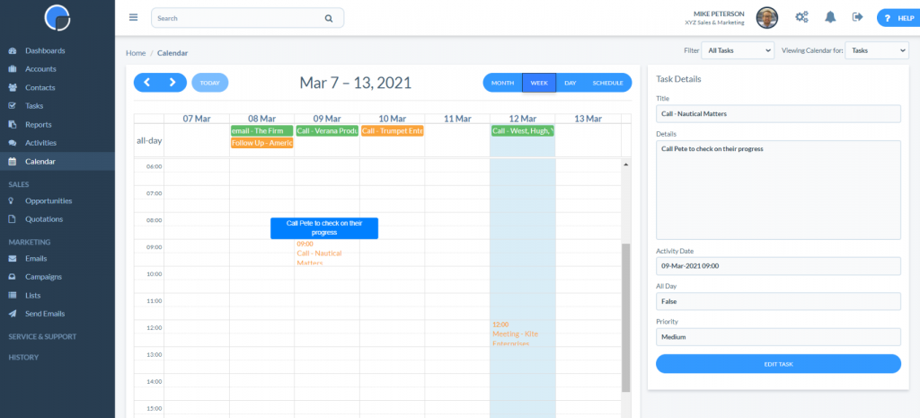 CRM Calendars for Tasks, Opportunities... | SpotlerCRM