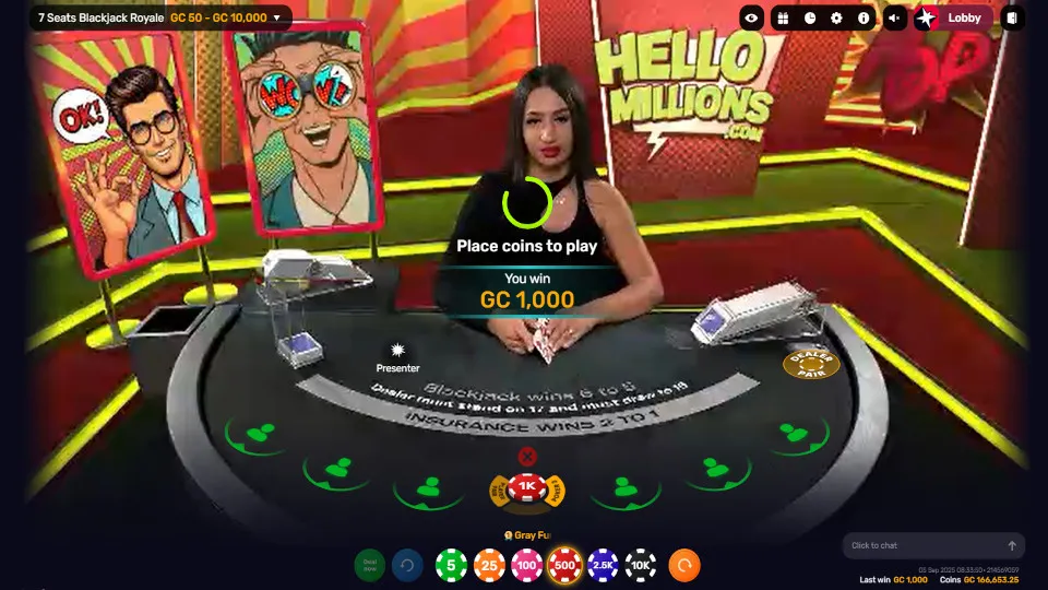 Play 7 Seats Blackjack Royale Live Dealer Game | HelloMillions