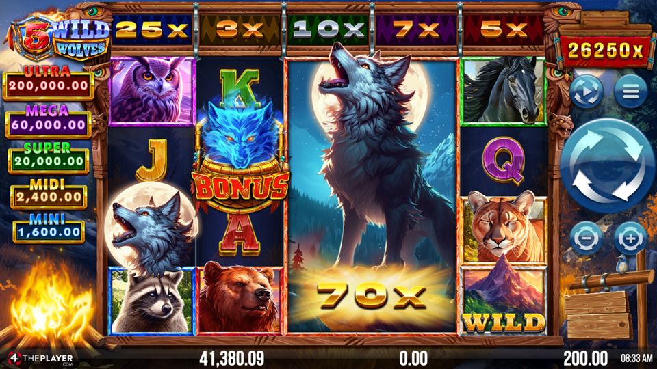 Play 5 Wild Wolves Slot Game | PlayFame.com