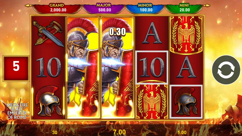 Play Mega Fire Blaze: Emperor of Rome Slot Game | PlayFame.com