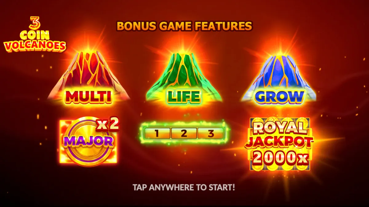 3 Coin Volcanoes Hit the Bonus Slot: Play with Free Spins | SpinBlitz