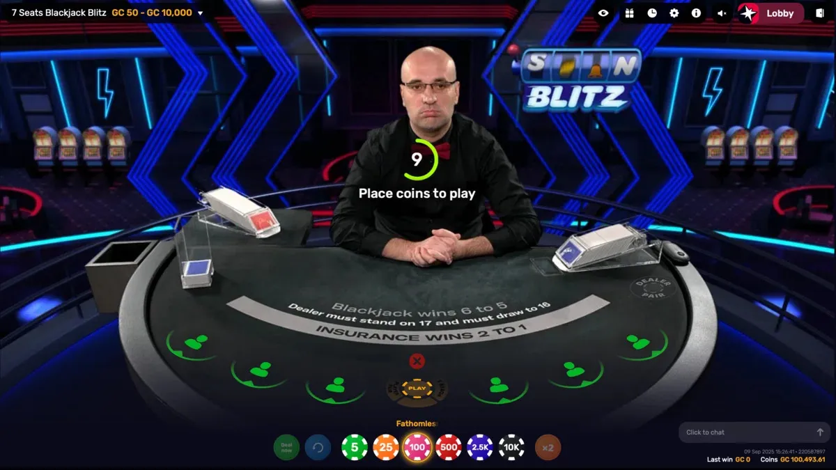7 Seats Blackjack Blitz | SpinBlitz Free Spins Casino