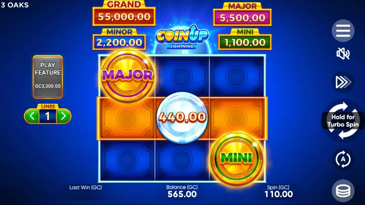 Coin UP Lightning Slot: Play with Free Spins - SpinBlitz