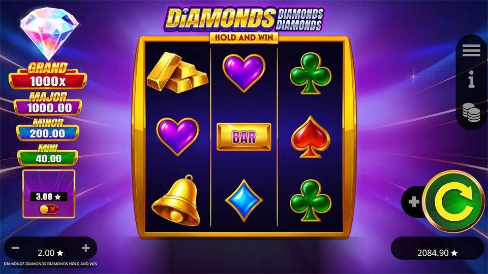 Free Diamonds Diamonds Diamonds Hold and Win Slot Online by Booming ...