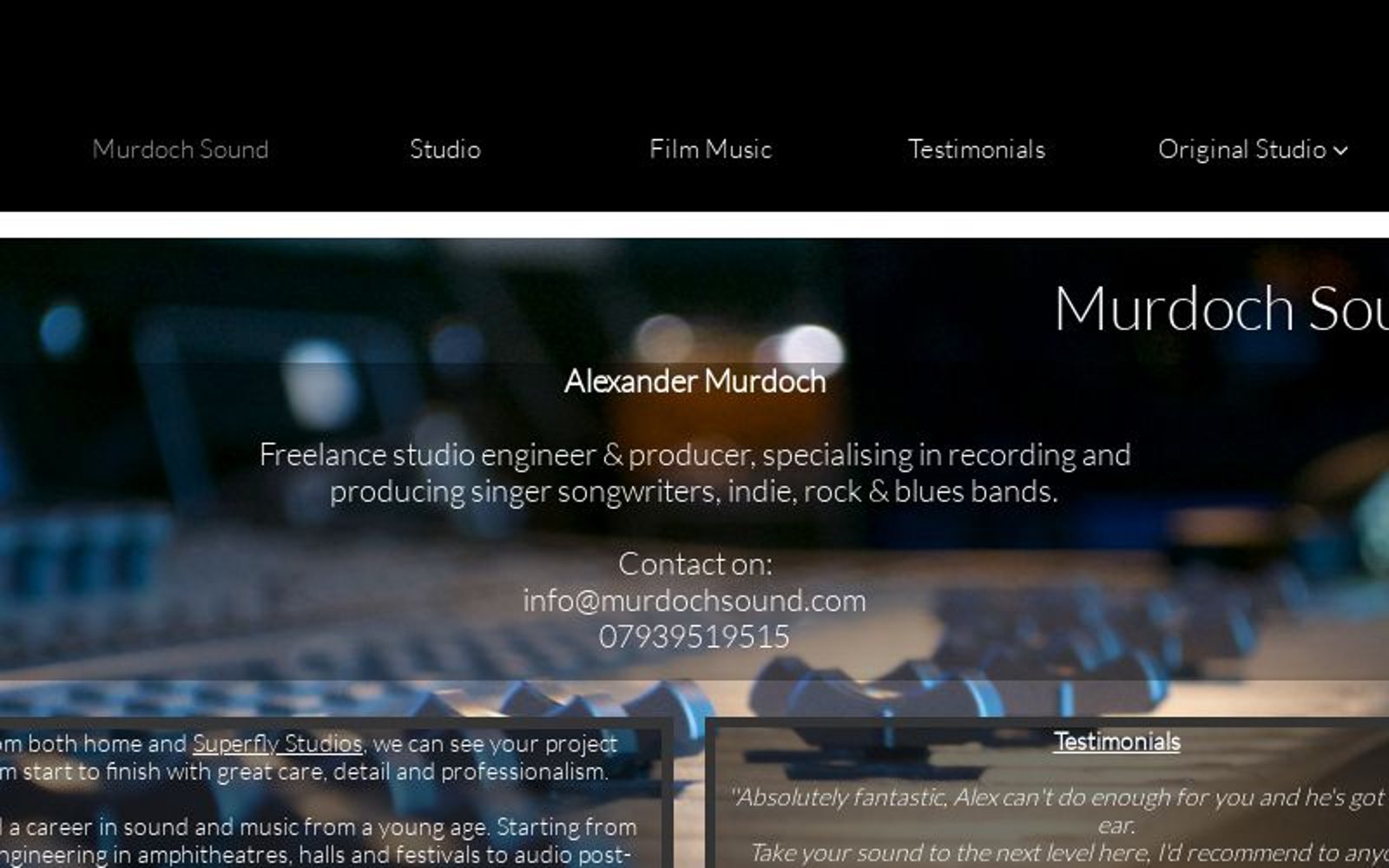 Alexander Murdoch, Murdoch Sound, Freelance Recording Engineer ...