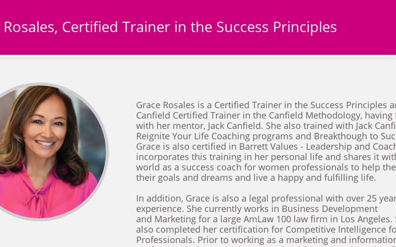 Grace Rosales Certified Trainer in the Success Principles