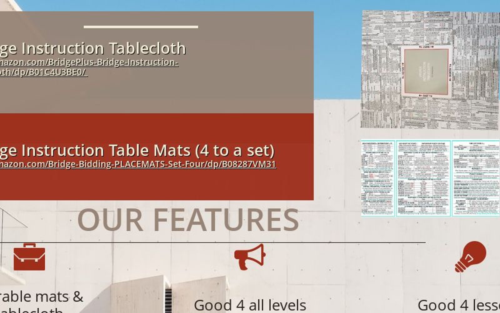 Bridge Instruction Tablecloth by BridgePlus