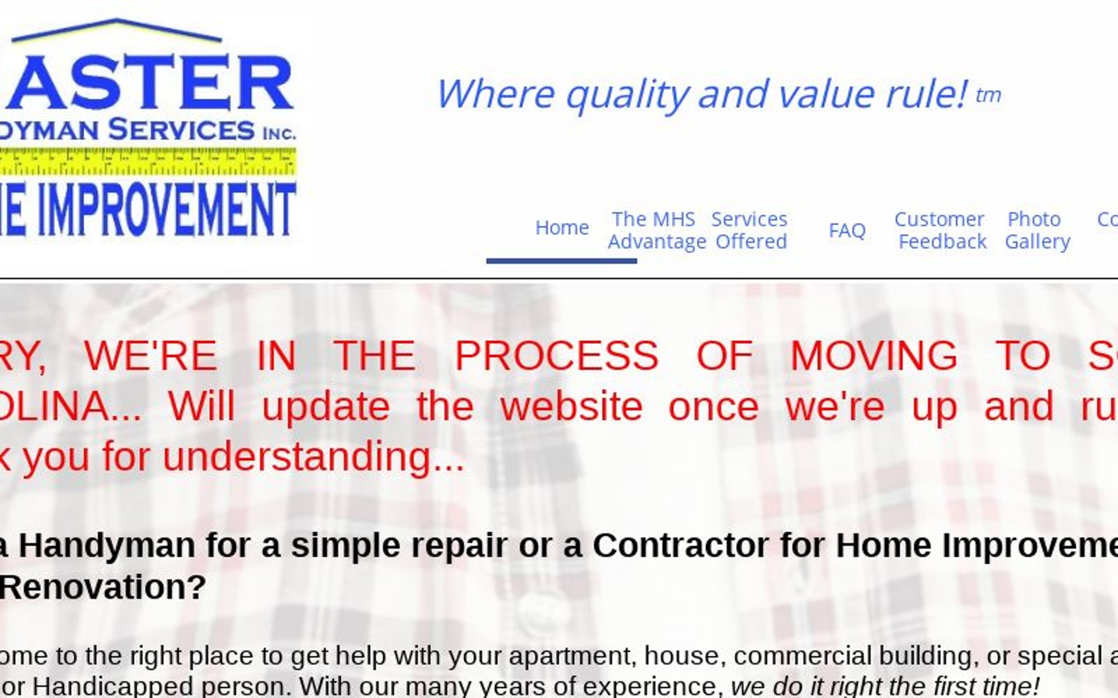 Master Handyman Services Inc. Home Improvement where quality and value rule