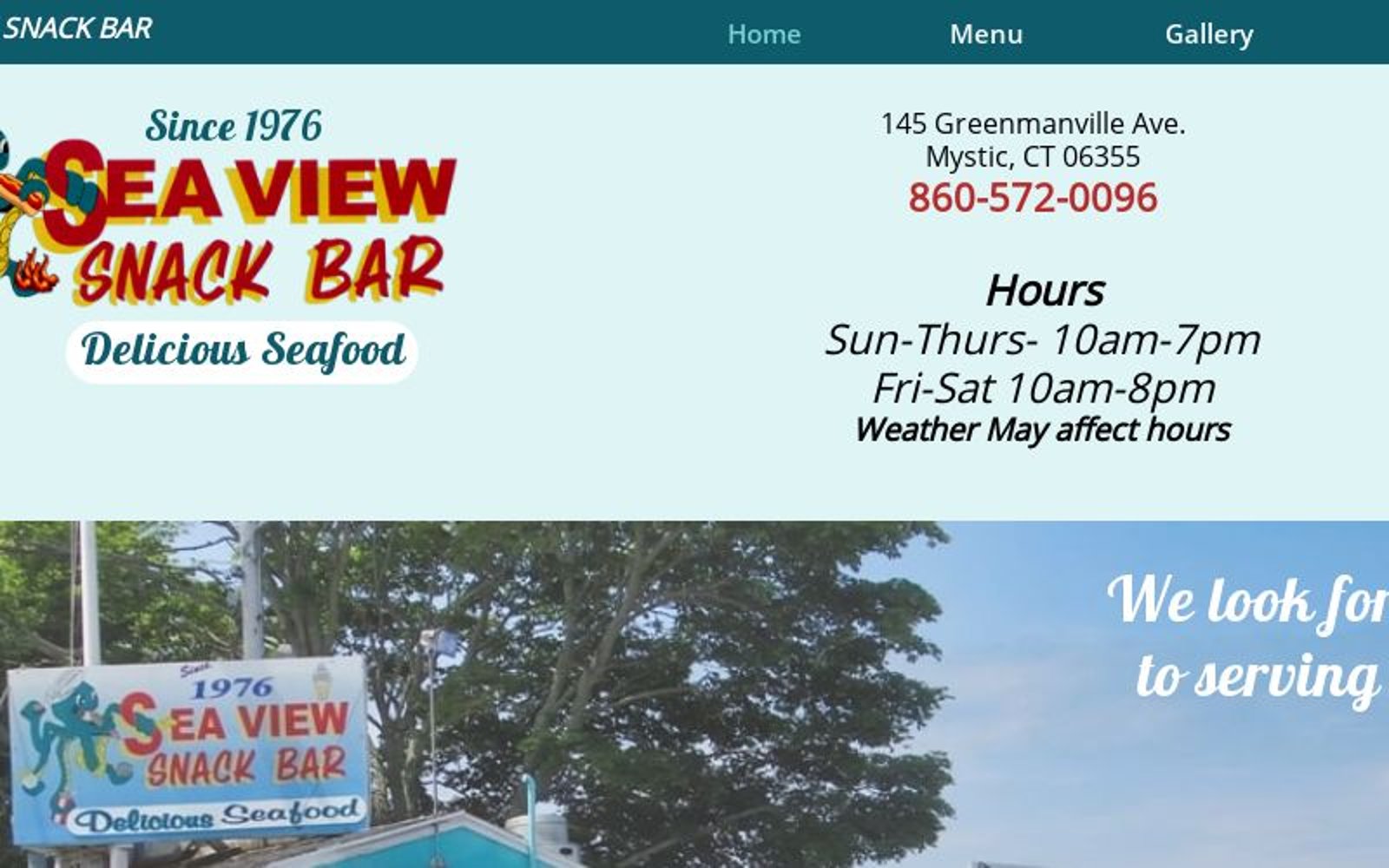 Seafood Snack Bar Menu | Sea View Snack Bar, Mystic