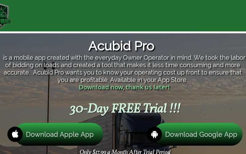 Acubid Pro | Streamlined Load Bidding App for Owner Operators