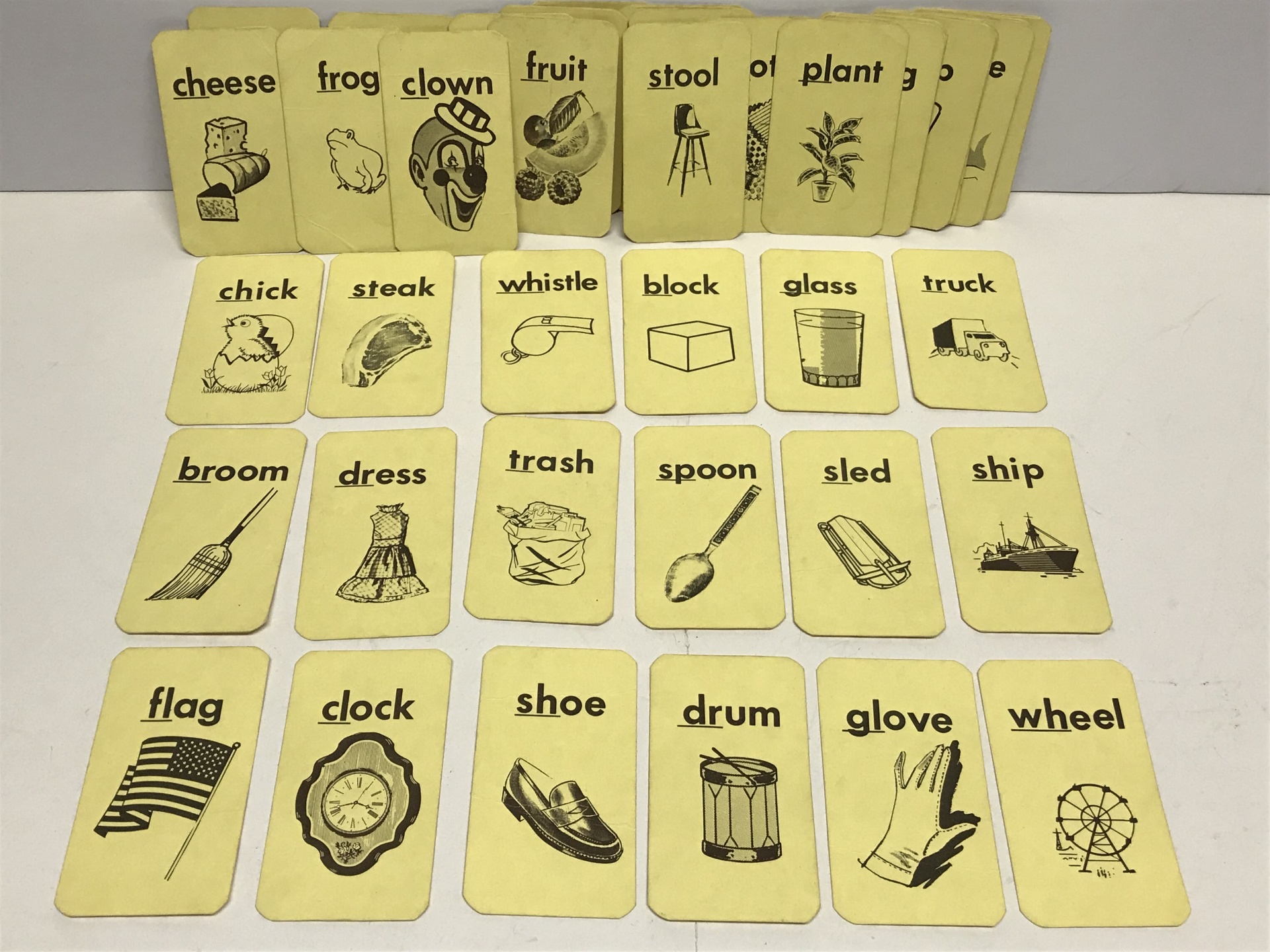 Vintage Flash Cards (Word, Picture, Phrase) and Old Toys | Tiny Town ...