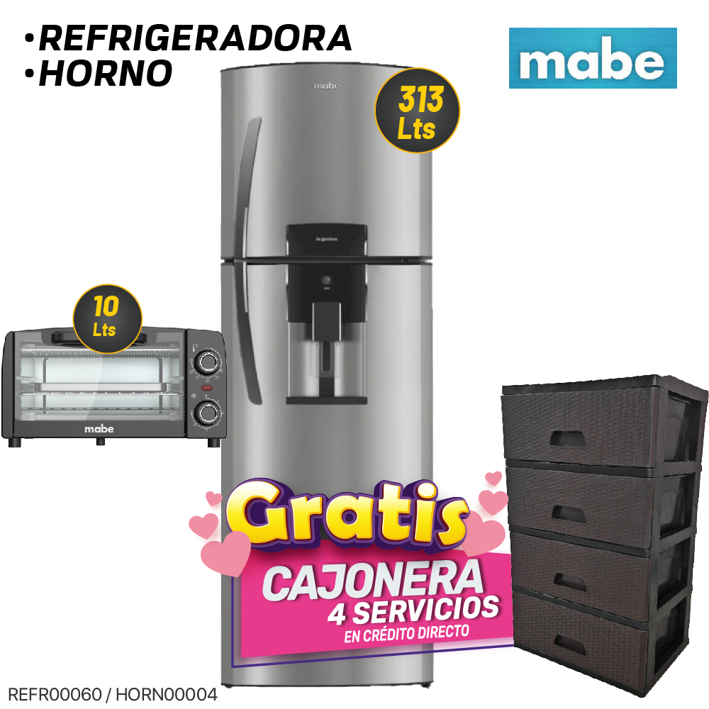 MINI COMBO 5: REFRIGERADORA MABE + HORNO | Crédito Directo - Point.com.ec
