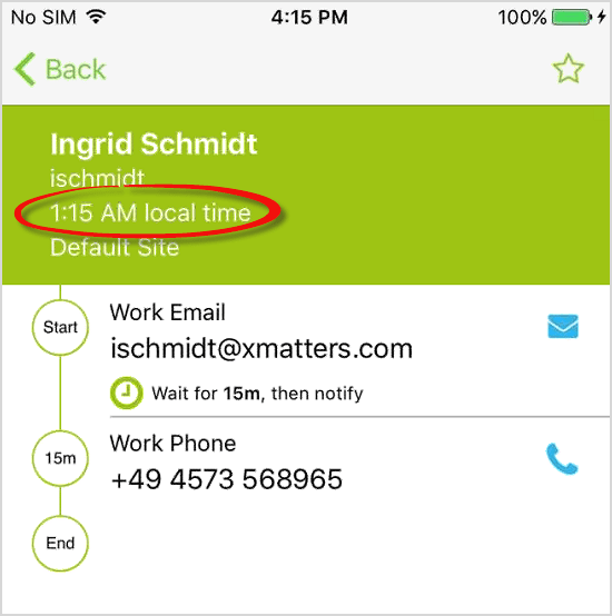 Display a Mobile Contact's Local Time - xMatters