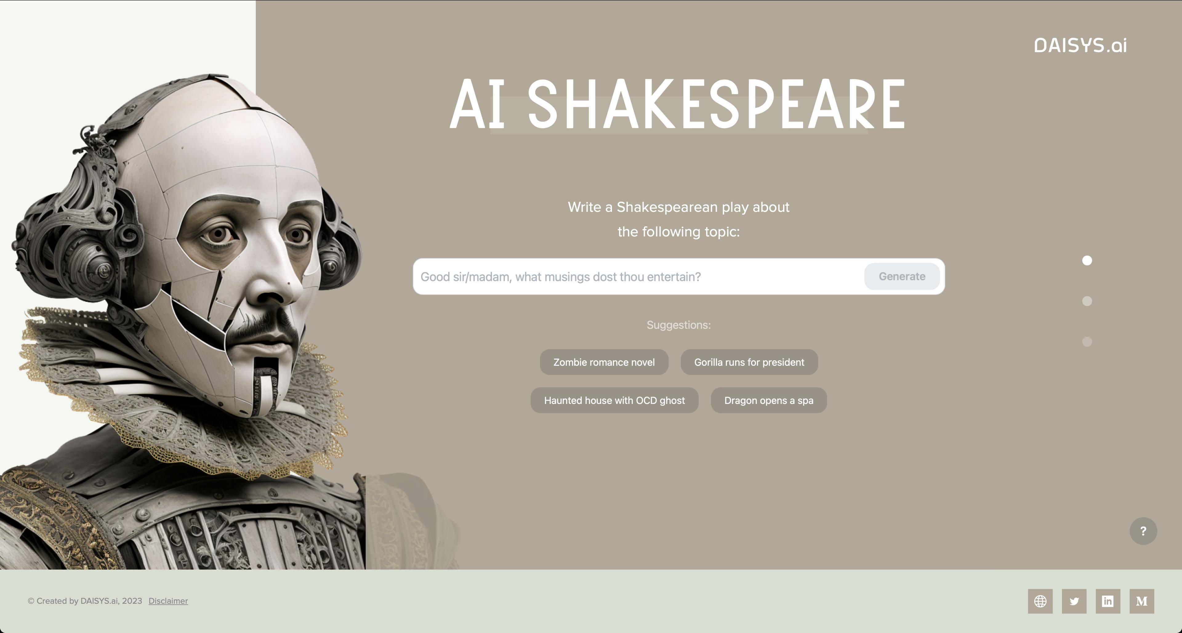 AI Shakespeare - AI Tool for Art Generating - Reviews and Alternatives AI Shakespeare - AI Tool for Art Generating - Reviews and Alternatives