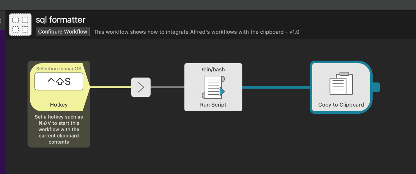 Macで選択範囲のSQLをシュッとフォーマットする方法(Alfred Workflow)