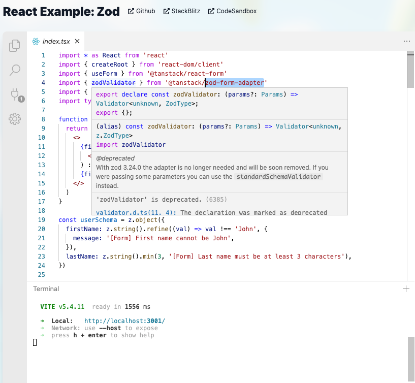 【React】TanStack Formでzodを使う時zod-form-adapterが不要になってた(2025年1月時点)