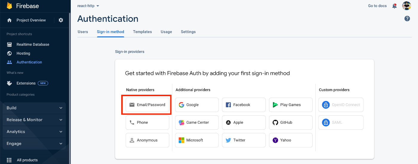 FirebaseでAuthenticationを作る手順