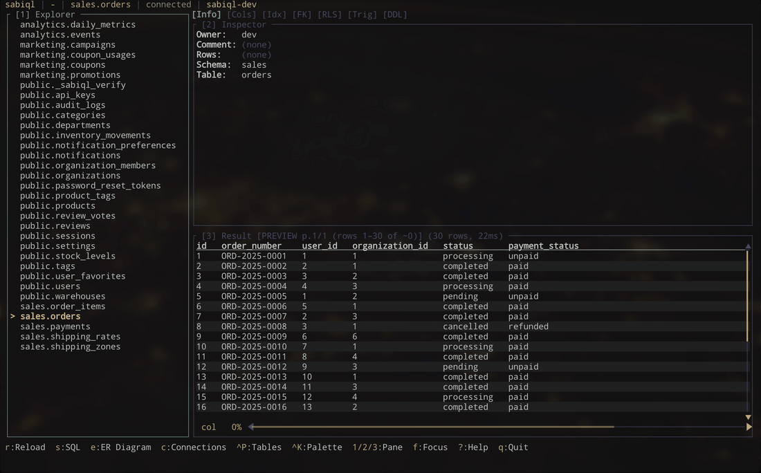 driver不要のRust製PostgreSQL用爆速TUIツール、sabiqlを作った