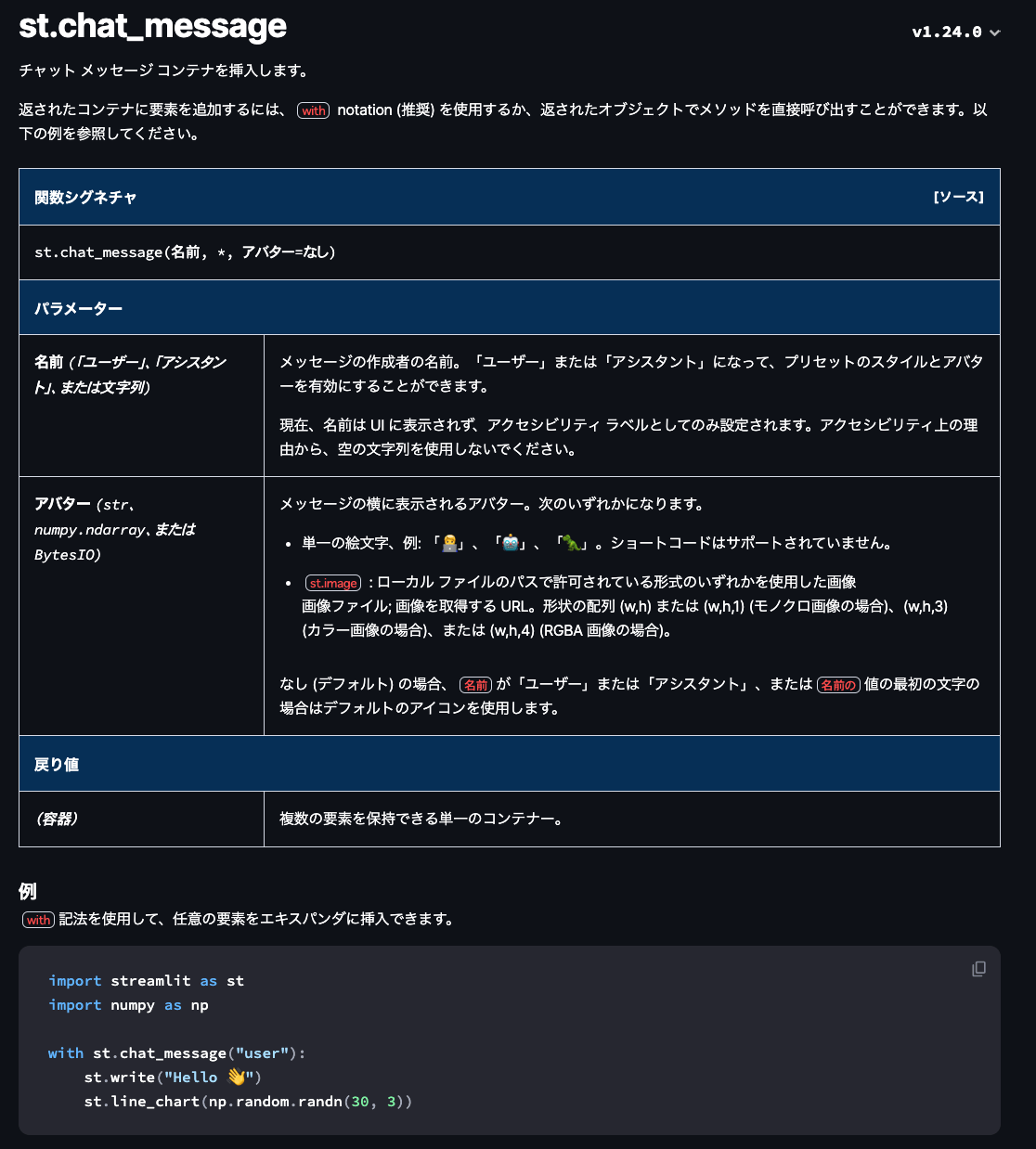 Streamlit Chat Element を使ってみる