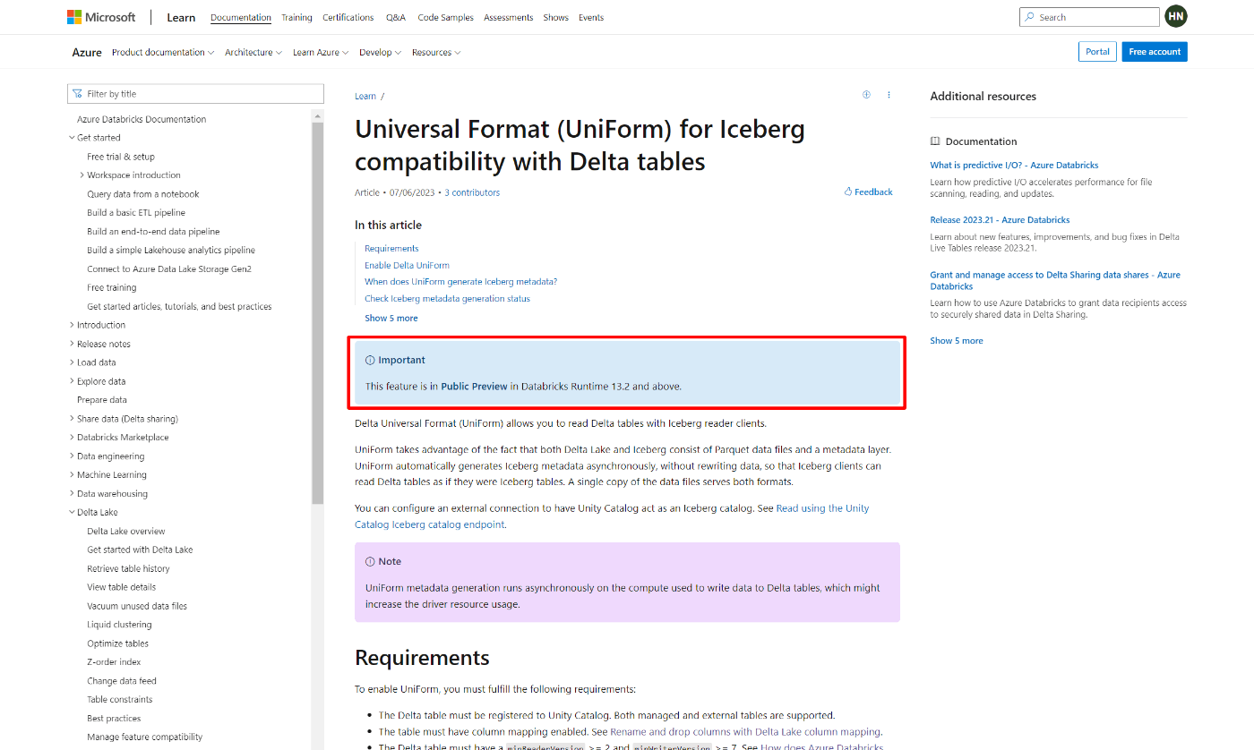Experiment for Delta UniForm & Microsoft Fabric Shortcut