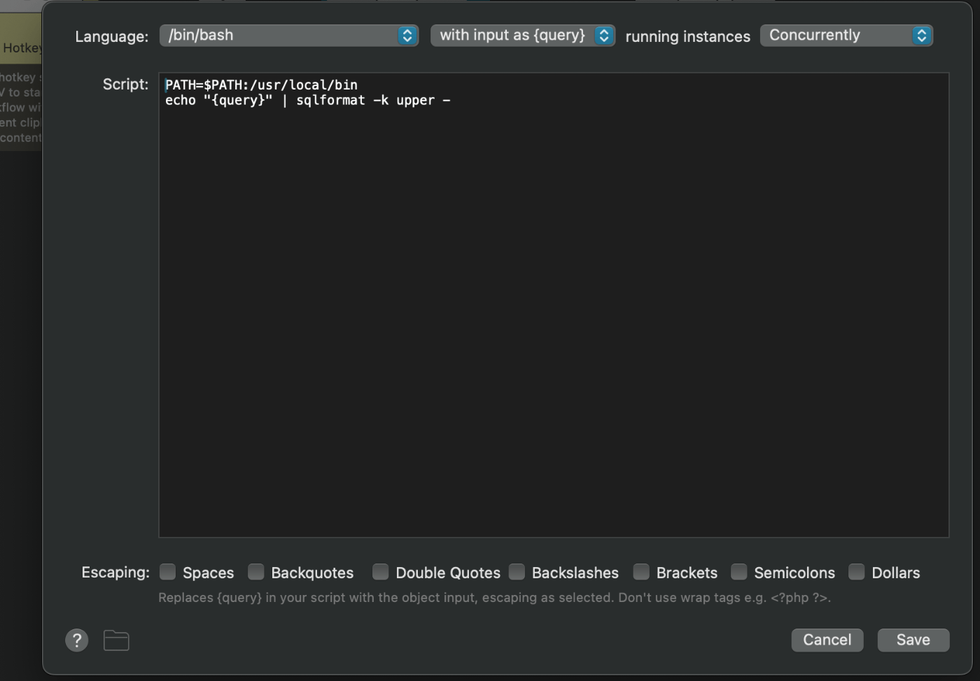 Macで選択範囲のSQLをシュッとフォーマットする方法(Alfred Workflow)