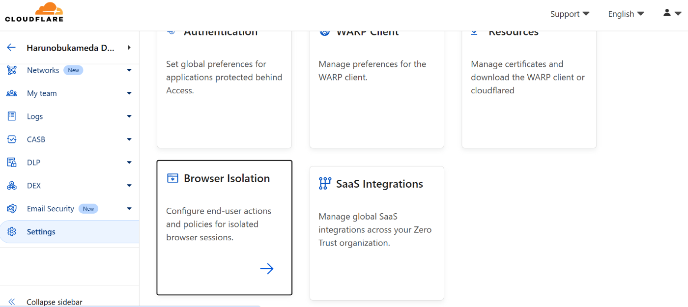 Cloudflare One(Zero Trust) のRemote Browser Isolation 設定手順