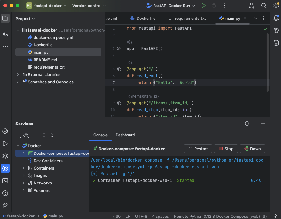 PyCharmでDocker Composeを使う