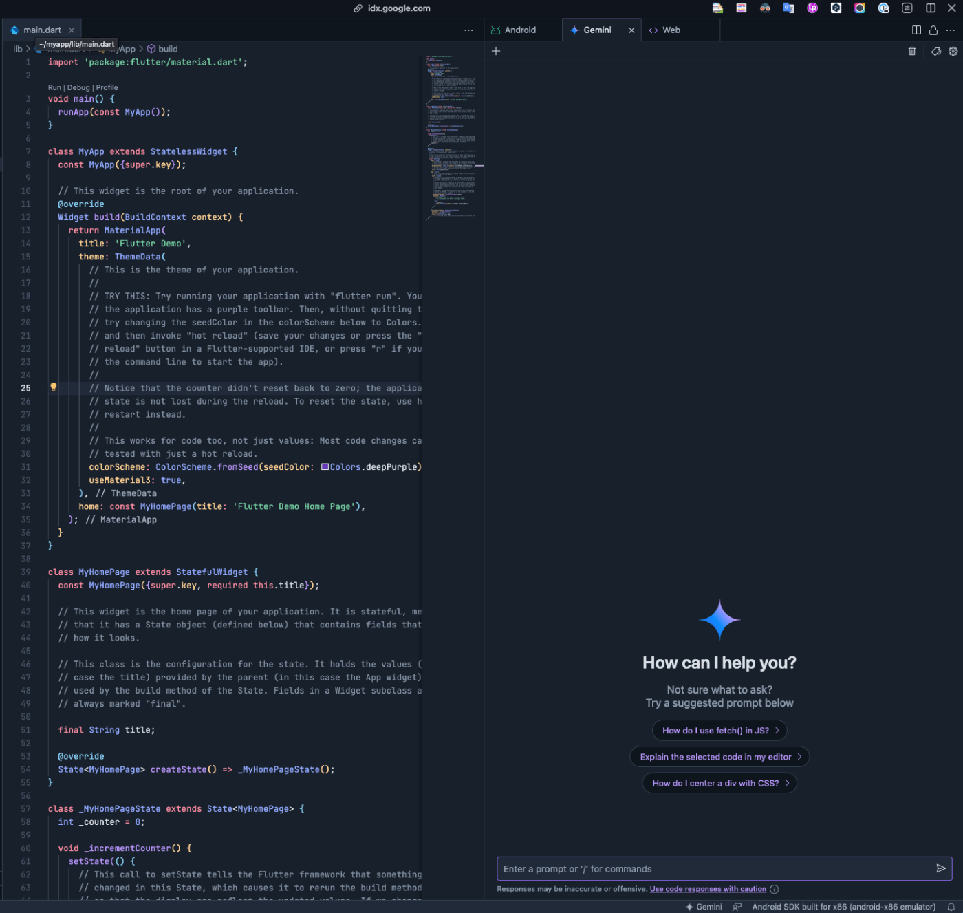 Project IDXをFlutterで使ってみる
