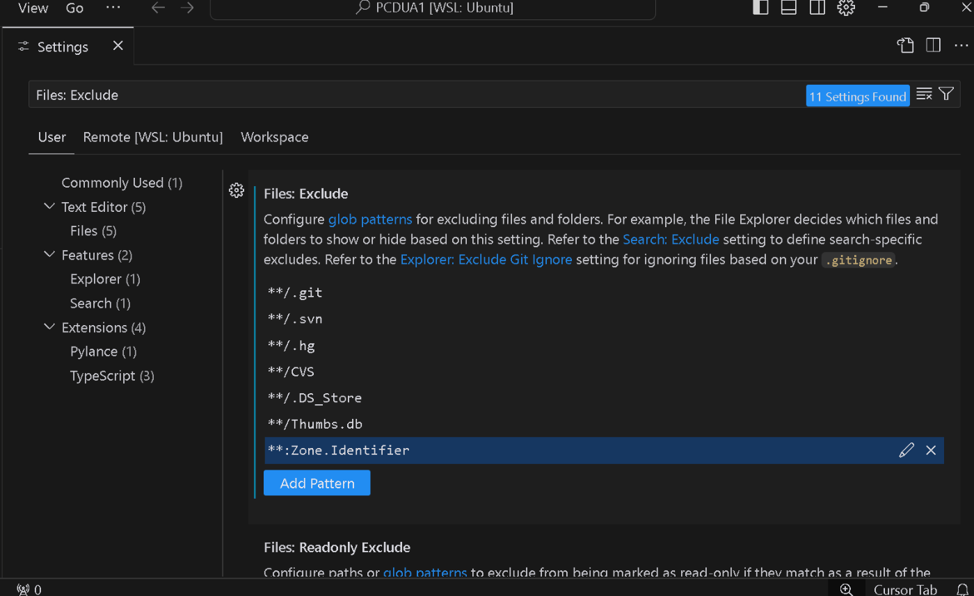CursorでZone.Identifierが表示される原因と解決策(Cursorで特定のファイルを非表示にする方法)