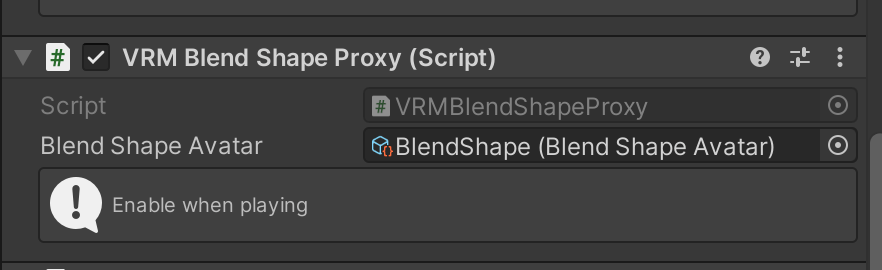 VRMのブレンドシェイプを利用して、滑らかに表情を変える機能。複数パターンをユーザーが切り替えることが出来る。GUIボタンで実装